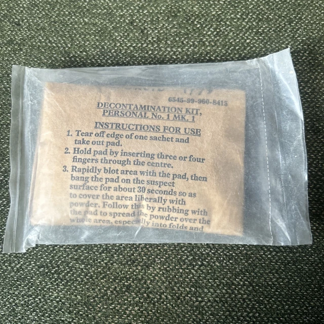 BRITISH ARMY NBC DKP1 Decontamination kit personal no1 MK1 Sealed £10. ...