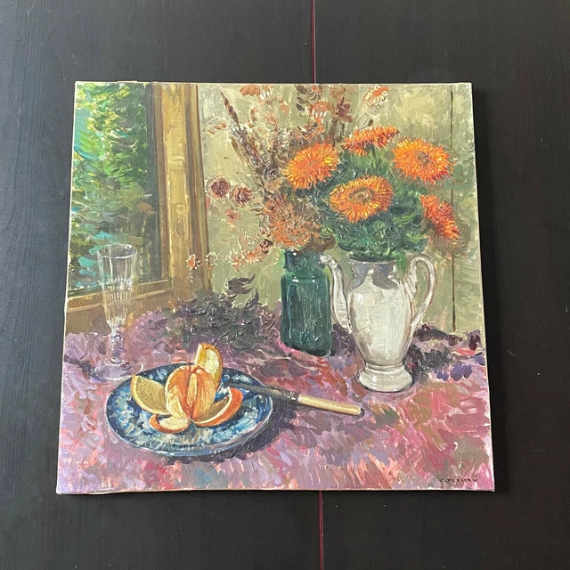 SUPERBE GRAND TABLEAU signé Charles FLEURY 1930 -1940 nature morte à l ...