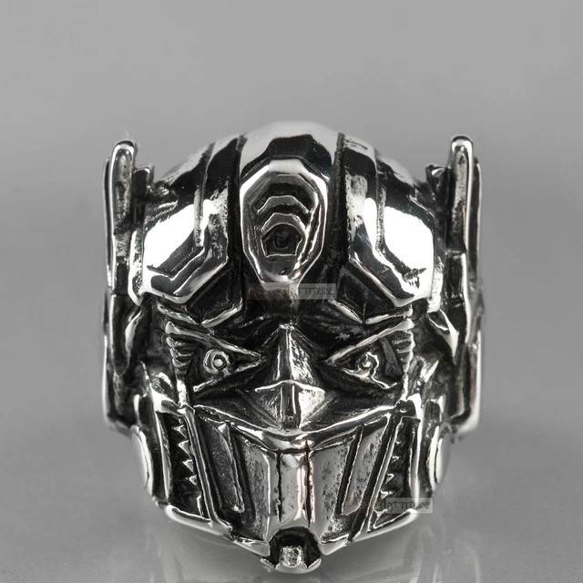 SILVER RING STAINLESS steel Transformer Autobots Optimus Prime solid ...