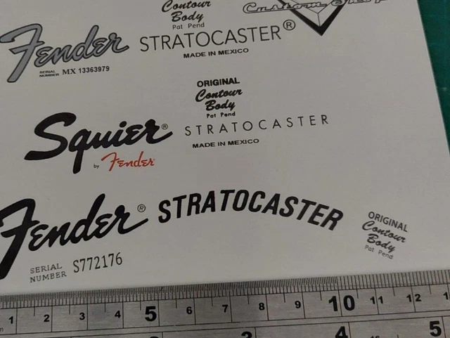 STRATOCASTER GUITAR HEADSTOCK Decal Waterslides AS PHOTO`s £7.37 ...