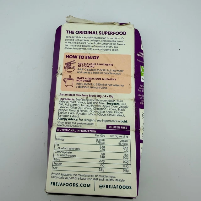 FREJA INSTANT BONE Broth Sachet Beef Pho & Chicken Ramen Exp 12/26 4 ...