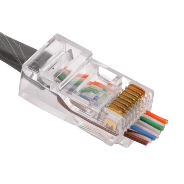 RJ45 PASS THROUGH Connector Modular Plug CAT5e CAT5 Network Ethernet ...