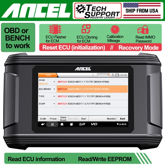 ANCEL EC500 CAR ECM ECU Flashing Cloning Reset Read IMMO Password Write ...