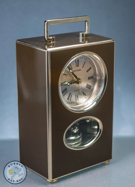 RARE RHYTHM JAPAN Desk Shelf Carriage Table Quartz Alarm Clock With ...