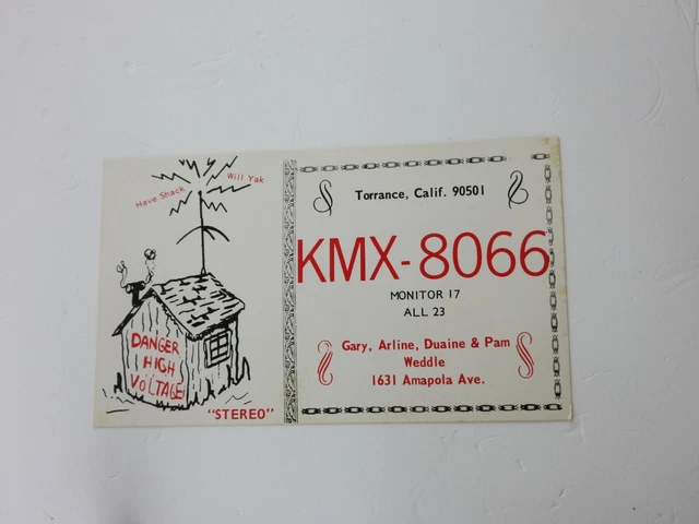 VINTAGE CB RADIO QSL Postcard Card - KMX8066 - Torrance, CA $9.45 ...