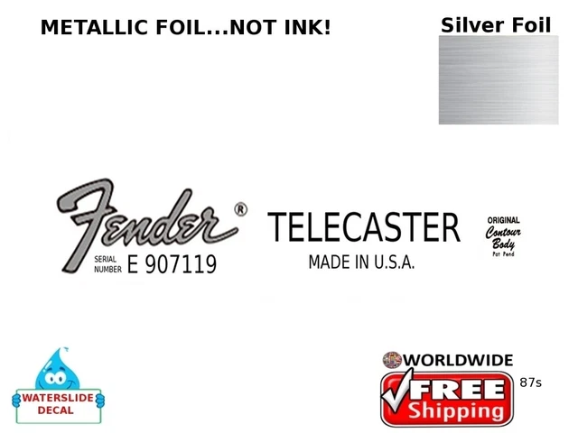 FENDER TELECASTER GUITAR decal headstock Restoration decal waterslide ...