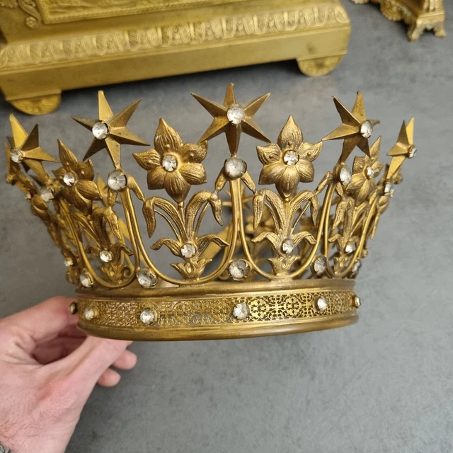 19È COURONNE DIADÈME POUR STATUE VIERGE, laiton, Bronze, église, Tiare ...