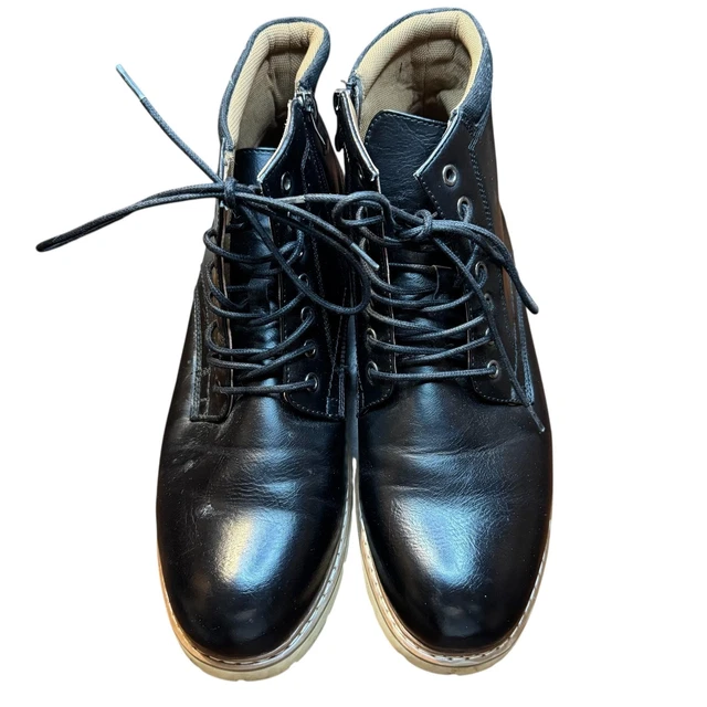 STEVE MADDEN P-BOWERY Boots Mens Size 12 Black Combat Side Zip ...