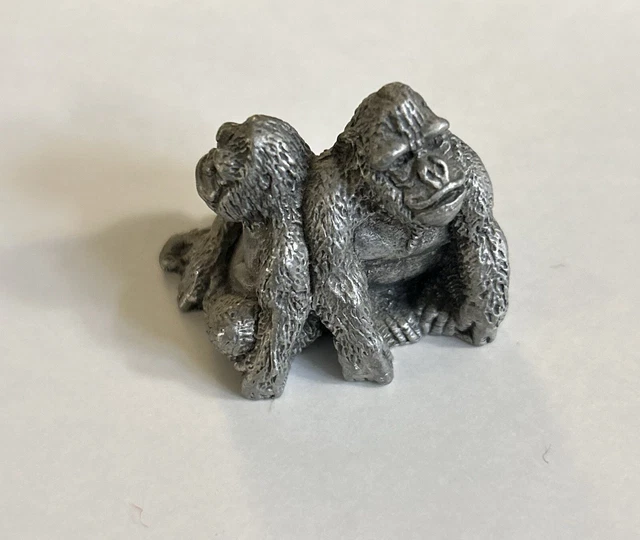 VINTAGE HUDSON PEWTER Noahs Ark Gorilla Pair Ape Monkey 1993 7197 ...