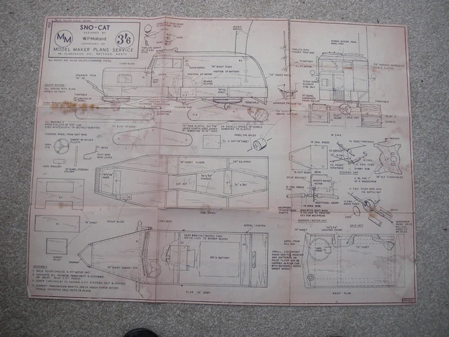MODEL MAKER PLANS of the Sno Cat a scale arctic tracked transport model ...