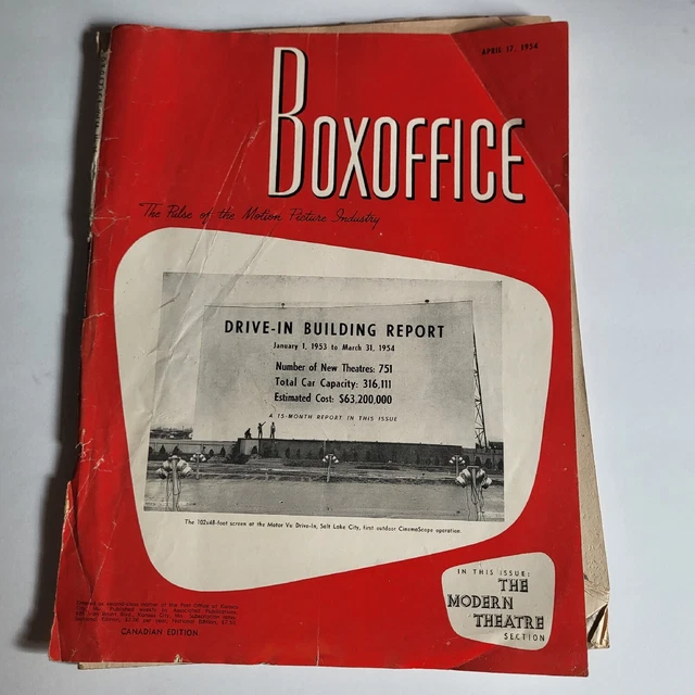 BOX OFFICE MAGAZINE Vtg Movie Cinema 1950s 1954 Posters Ads April 17th ...