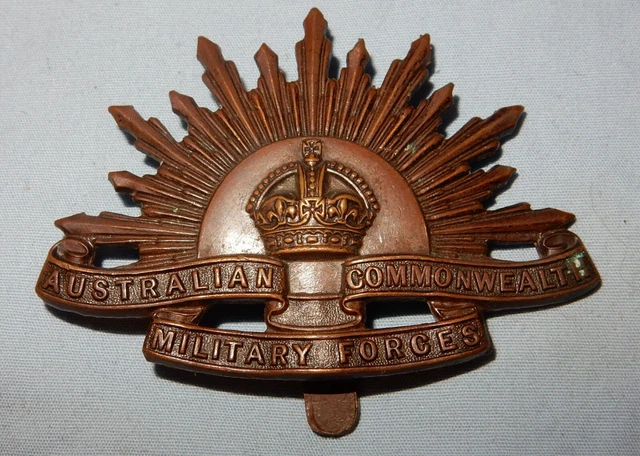 WW1 AUSTRALIAN COMMONWEALTH Forces Cap Badge Bronze Military World War ...