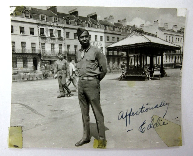 WWII HANDSOME BLACK Soldier Photo Army Service Forces Overseas England ...