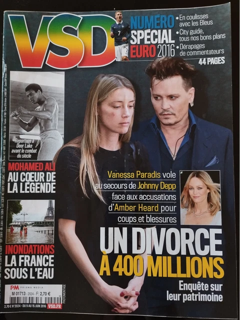 VSD MAGAZINE DU 9/06/2016; V. Paradis et J. Depp le divorce/ Euro 2016 ...