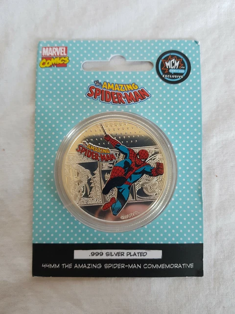 COLLECTABLE MARVEL COMICS 44mm the amazing spider-man 999 silver plated ...