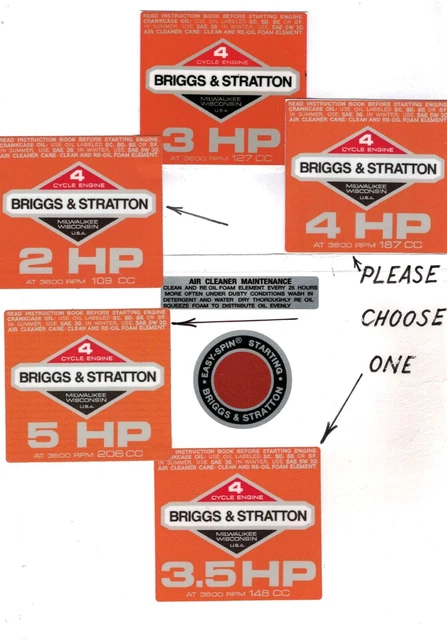 SCOTT BONNAR 45 Vintage Mower Briggs & Stratton Orange Engine Decals $8 ...