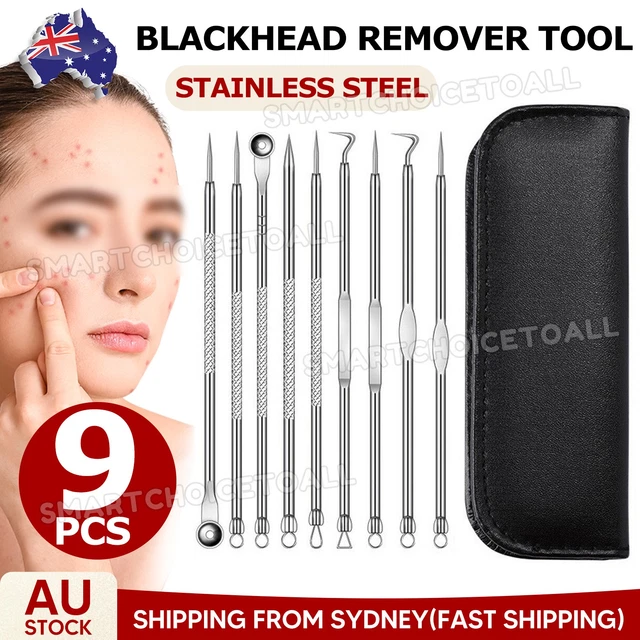 9PCS BLACKHEAD REMOVER Tool Pimple Blemish Popper Comedone Acne Cleaner ...