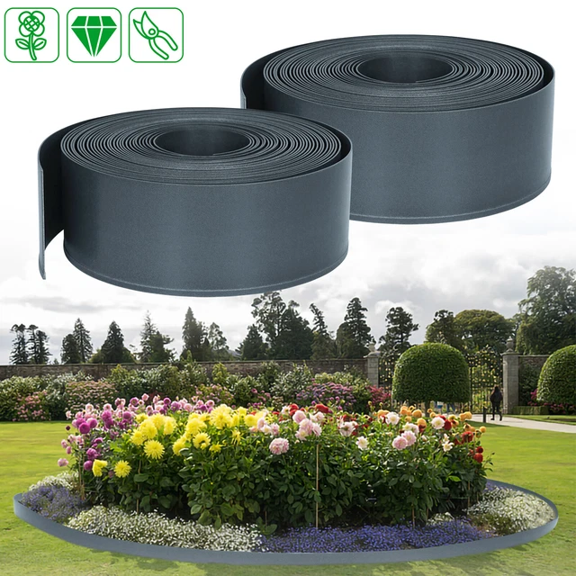 RASENKANTEN KUNSTSTOFF MÄHKANTE Wurzelsperre Beeteinfassung Blumenbeet ...