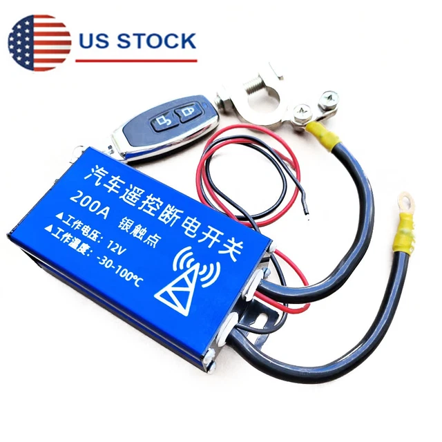 12V 200A CAR Battery Disconnect Switch System Remote Control+Battery ...