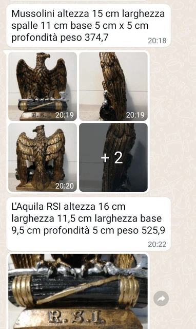 STATUA STORICO 1945 WW2 Benito Mussolini Aquila Repubblica Sociale ...