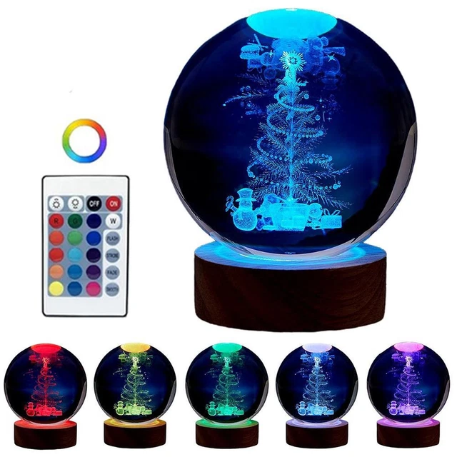 3D CRYSTAL BALL Moon Planet Table Lamp USB LED Night Light Home Decor ...