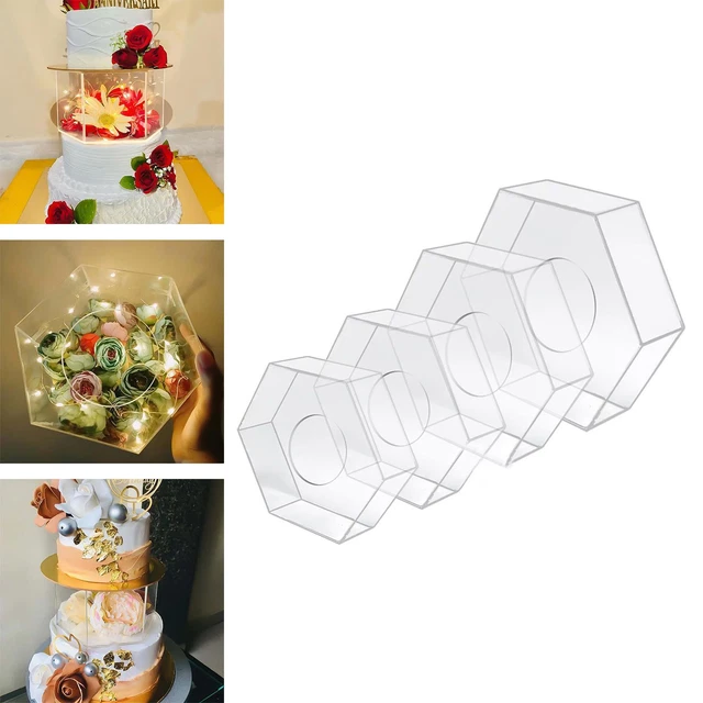 ACRYLIC FILLABLE CAKE Stand Hexagon Fillable Cake Display Box for ...