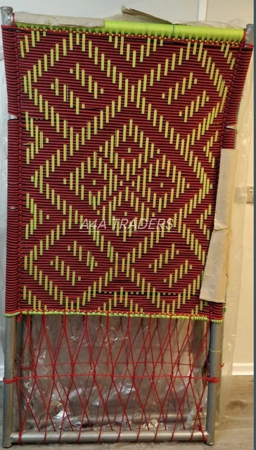 PAKISTANI LEG FOLDING Charpai Heavy Duty Metal Frame Nawar & Nylon Bed ...