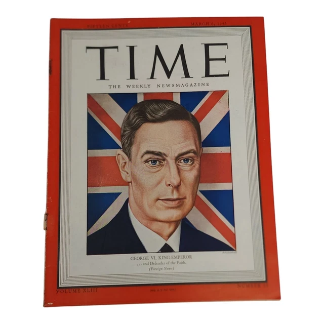 VINTAGE TIME MAGAZINE George VI, King-Emperor March 6 1944 Campbells ...