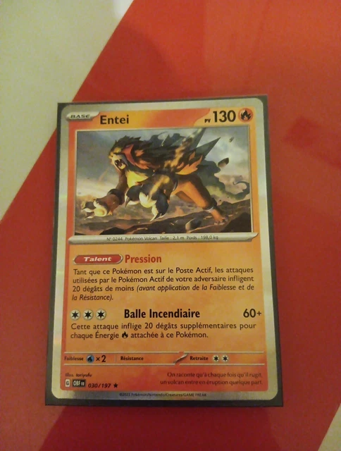 CARTE POKÉMON ENTEI 030/197 HOLO RARE FLAMMES OBSIDIENNES EV3 FR NEUF ...