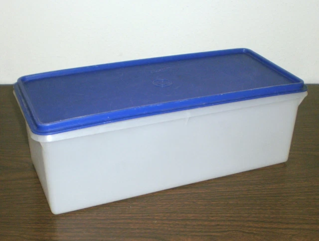TUPPERWARE LARGE JUMBO Bread Keeper Sheer Storage Container & Blue Lid ...