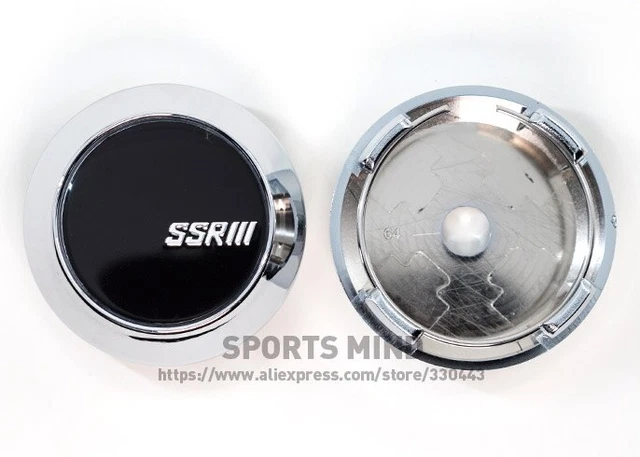 4PCS 64MM SSR Hubcaps Rim Caps Wheel Center Caps Badge Logo Black ...