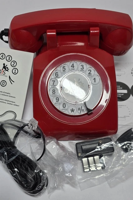 OPIS 1960S VINTAGE Rotary Phone in Classic Red Spiral Cable w/Rotary ...