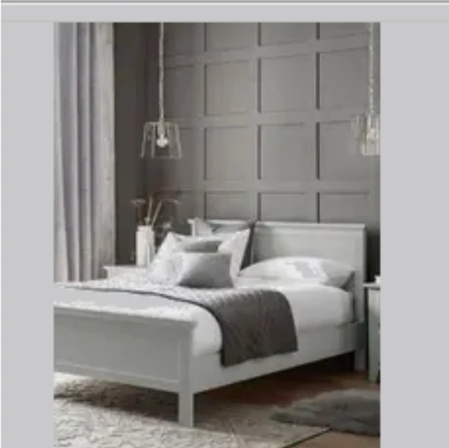 NEXT DOUBLE WOODEN Bed Light Grey £115.12 - PicClick UK