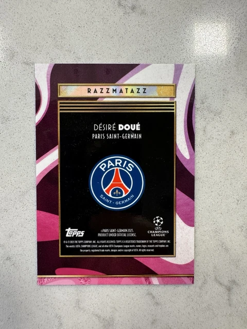 2025/26 TOPPS DECO UCC Desire Doue Razzmatazz /50 Purple - PSG SP £21. ...