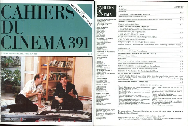 CAHIERS DU CINÉMA N°391 - Moretti/Coppola/Lynch/Cronenberg... janvier ...