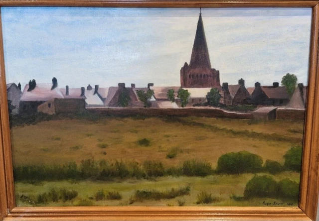 TABLEAU HUILE SUR Toile Signée ROGER SAVIN 1928-2022 le Village Vosgien ...