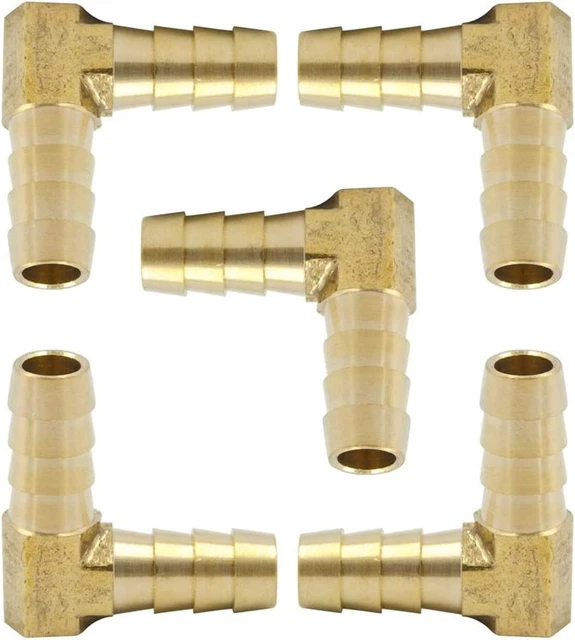BRASS HOSE BARB 90 Degree Elbow 3/8" Barbed X 3/8" Barbed Fitting ...