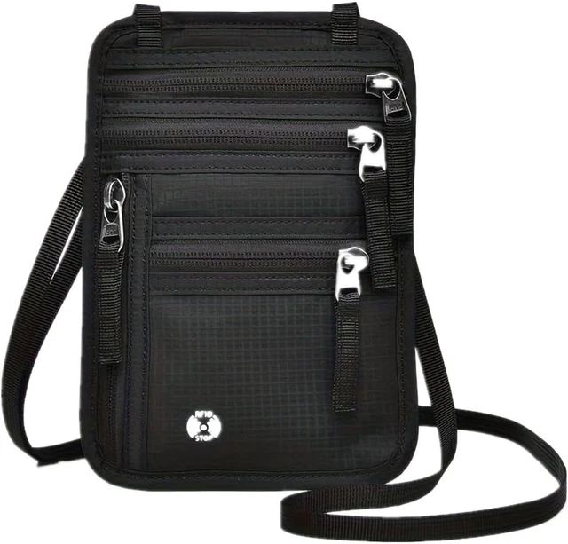 NECK WALLET WITH RFID Travel Wallet Protection Soft Compartment ...