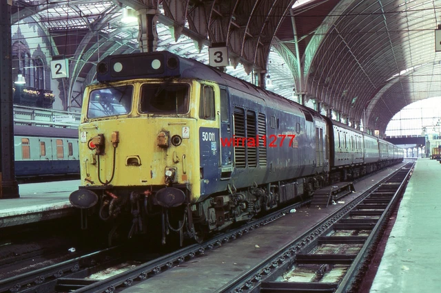 ORIGINAL RAILWAY SLIDE Class 50 50011 at Paddington 17.11.79 £12.00 ...