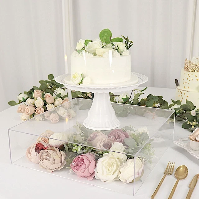 18& X 18& CLEAR Acrylic Display Box CAKE STAND Pedestal Riser Party ...