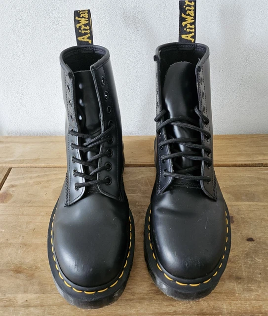 DR MARTENS DOCS DM’s 1460 Bex Black Smooth Leather Boots Chunky Sole UK ...