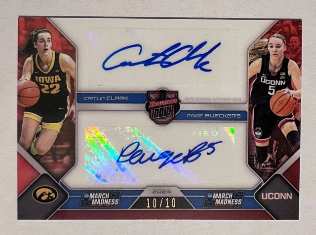 CAITLIN CLARK AND Paige Bueckers 2024 doble automático/10 Bowman U ...