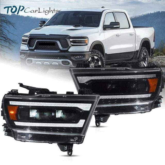 VLAND AMBER LED Projector Headlights For 2019-2024 Dodge Ram 1500 w ...