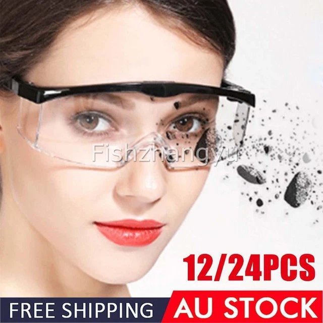 CLEAR SAFETY GOGGLES Glasses Eye Protection Work Lab Dust Clear Lens ...