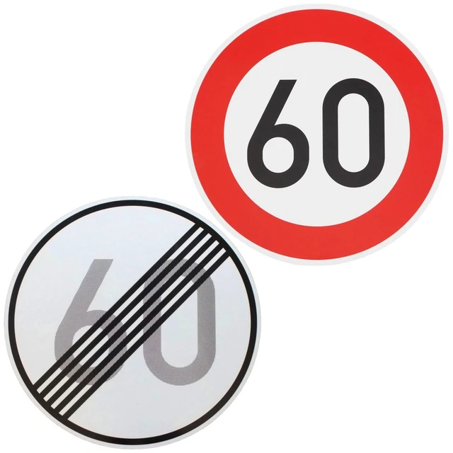 ORIGINAL 2X VERKEHRSSCHILD Ende 60 60 km/h 600 mm Verkehrszeichen ...