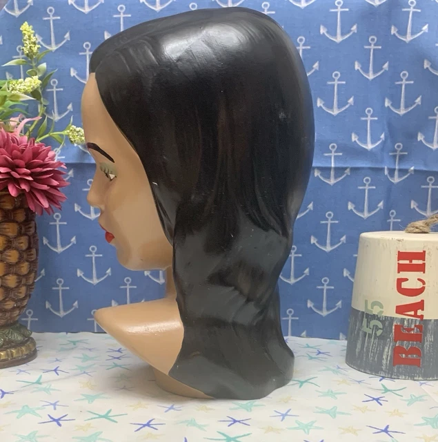 VINTAGE MARWAL CHALKWARE Hawaiian Woman Bust Tiki Hibiscus MCM 1960s ...