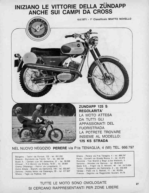 ADVERTISING PUBBLICITÀ BROCHURE-MOTO ZUNDAPP GS 125 '71-REGOLARITA ...