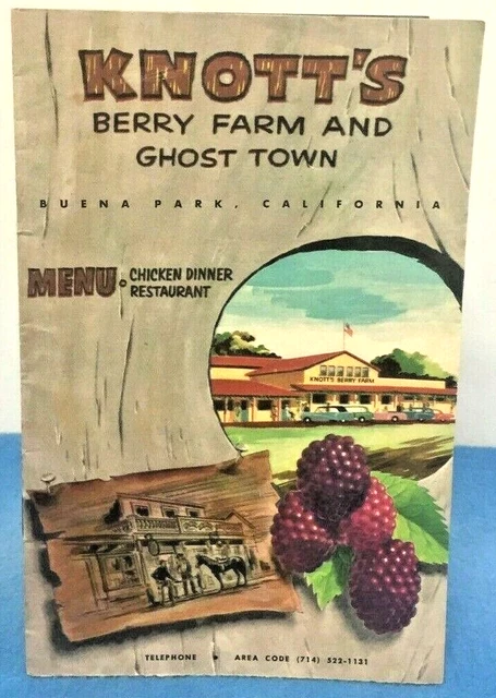VINTAGE KNOTT'S BERRY Farm Ghost Town Buena Park California Menu Guide ...