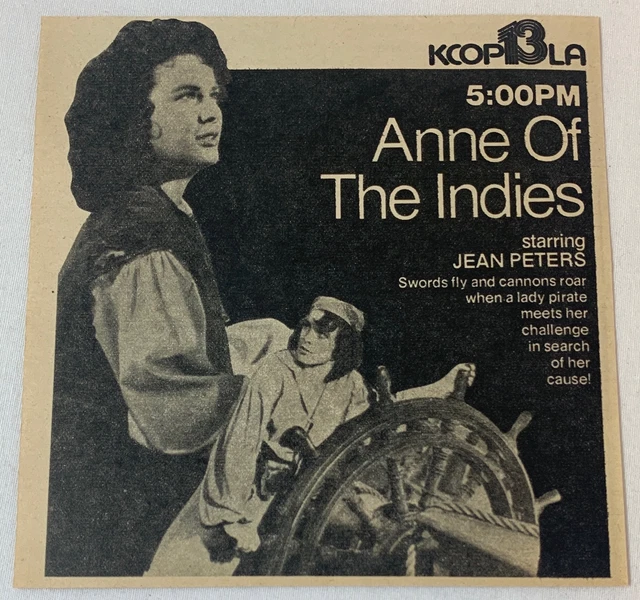 1977 KCOP PUBLICITÉ Télévisée~ ANNE DES INDES Jean Peters Dame Pirate EUR 9,68 - PicClick FR