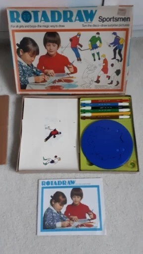 VINTAGE 1960'S/70'S ROTADRAW Sportsmen Set Childrens Magic Drawing Game ...